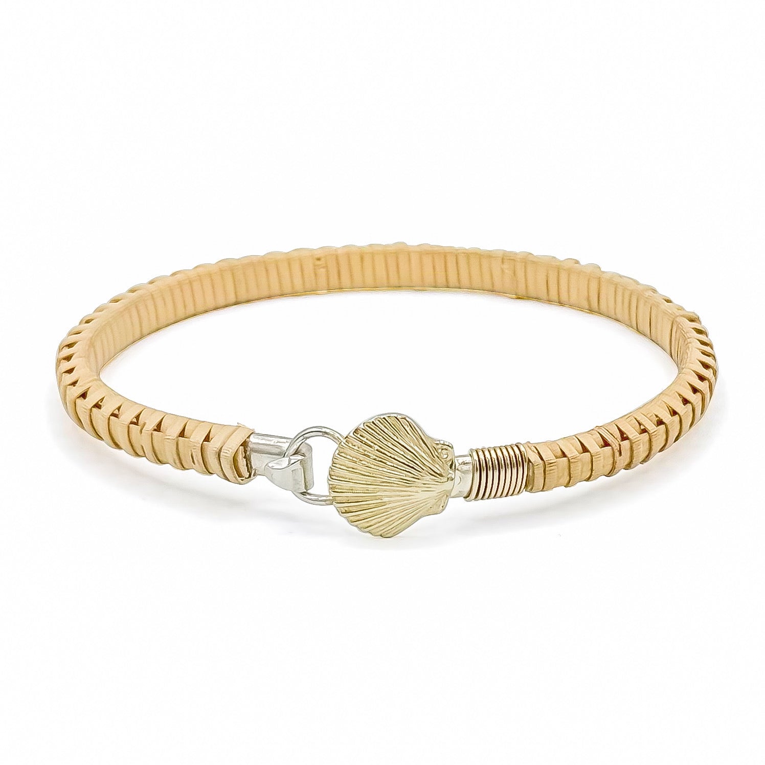 Scallop - Lightship Cane, 14K Gold and Sterling Silver Bangle Bracelet ...